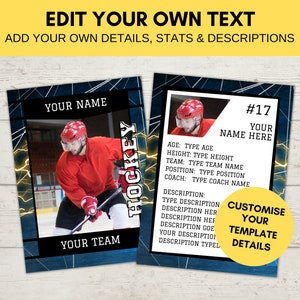Editable Sports Card Template | Custom Hockey Trading Card Printable ...