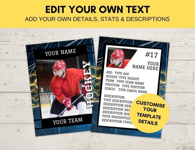 Editable Sports Card Template Custom Hockey Trading Card Printable ...