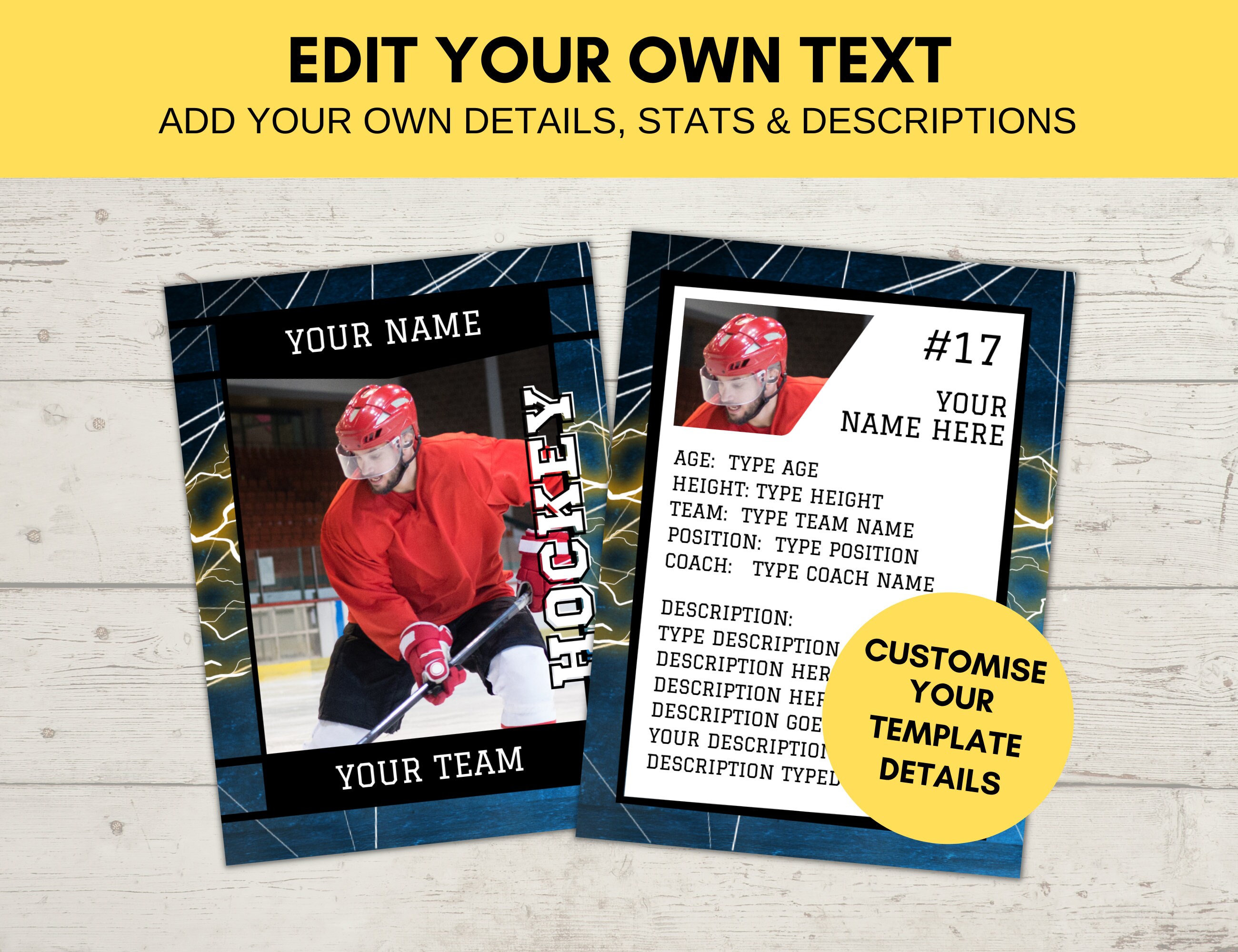 Editable Sports Card Template Custom Hockey Trading Card Printable ...