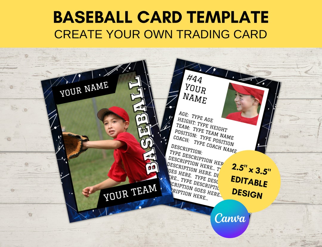 Editable Sports Card Template | Custom Baseball Trading Card Printable ...