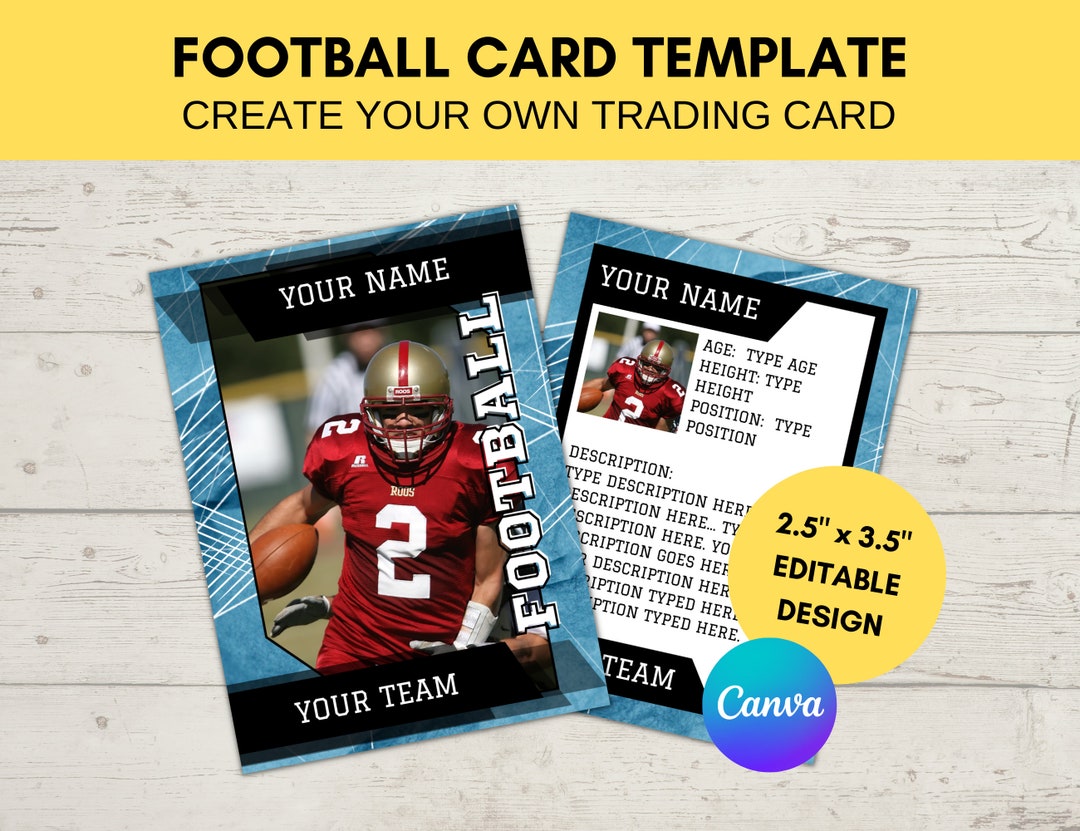 Editable Sports Card Template | Custom Football Trading Card Printable ...