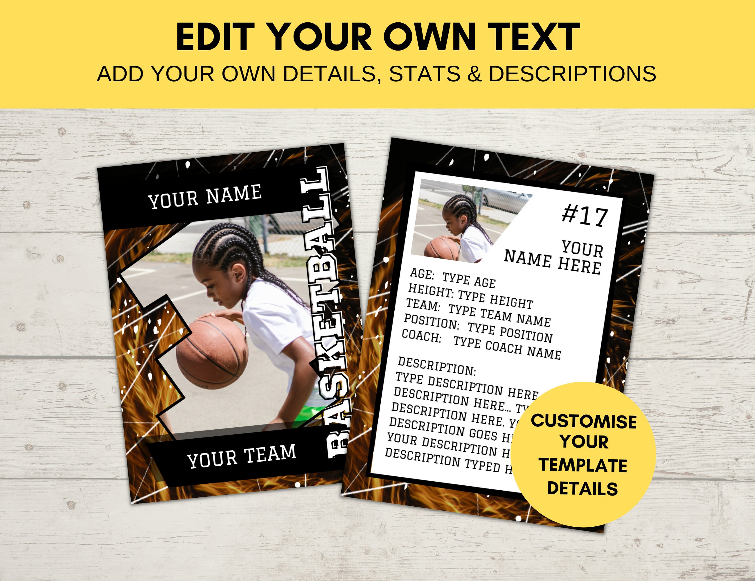 Editable Sport Card Template Custom Basketball Trading Card Printable ...