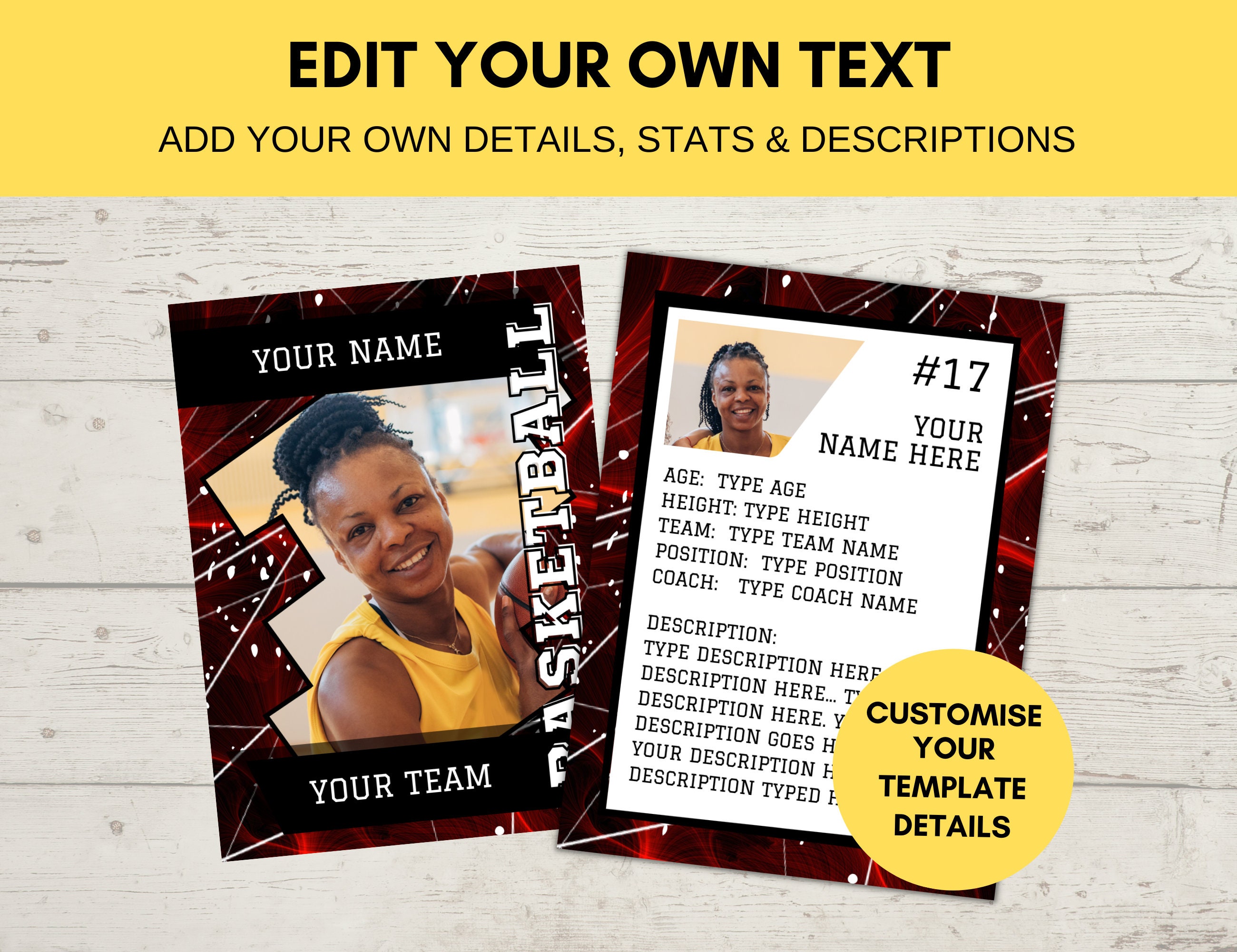 Editable Sport Card Template Custom Basketball Trading Card Printable ...