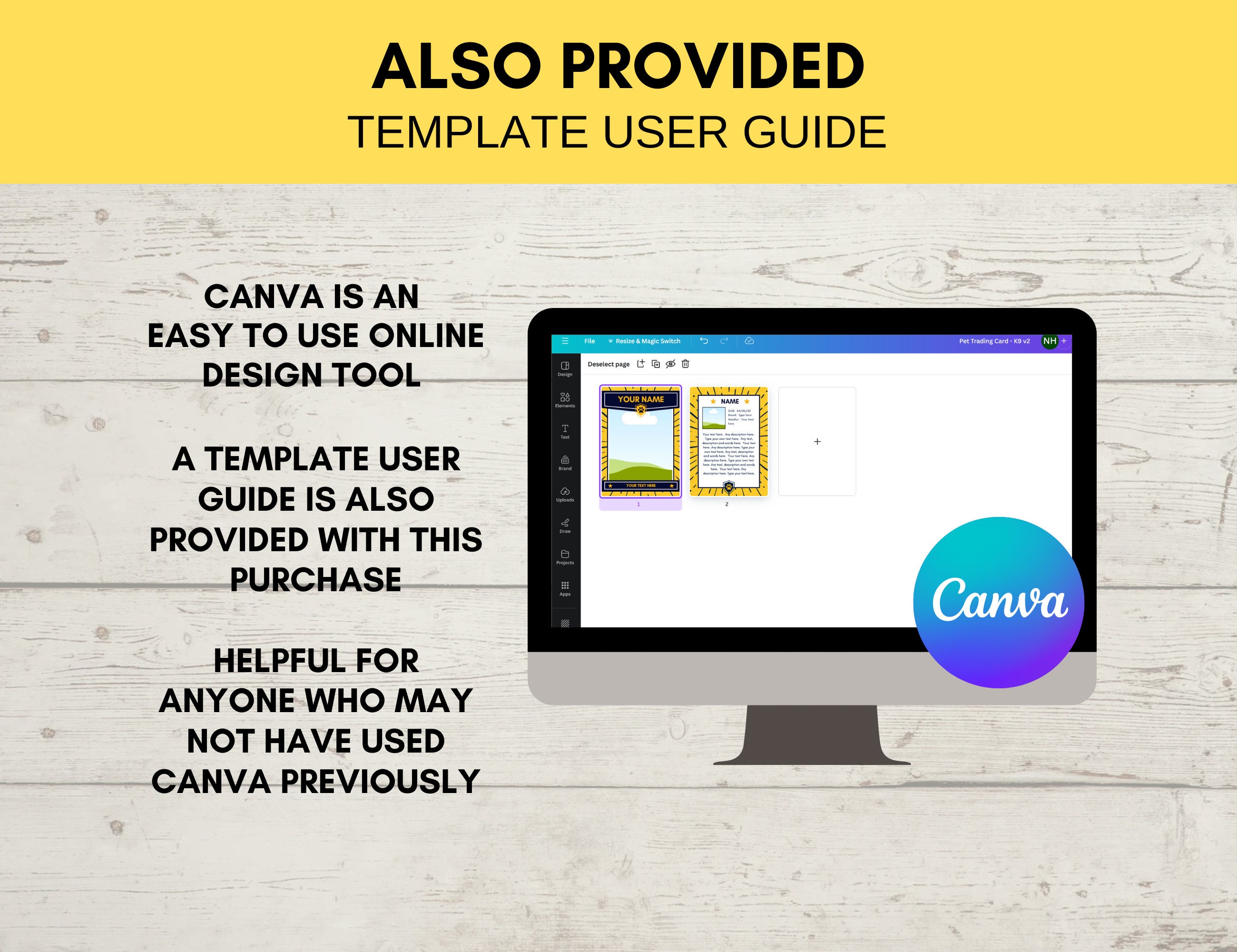 Editable K9 Pet Trading Card Template | Custom Trading Card Printable ...