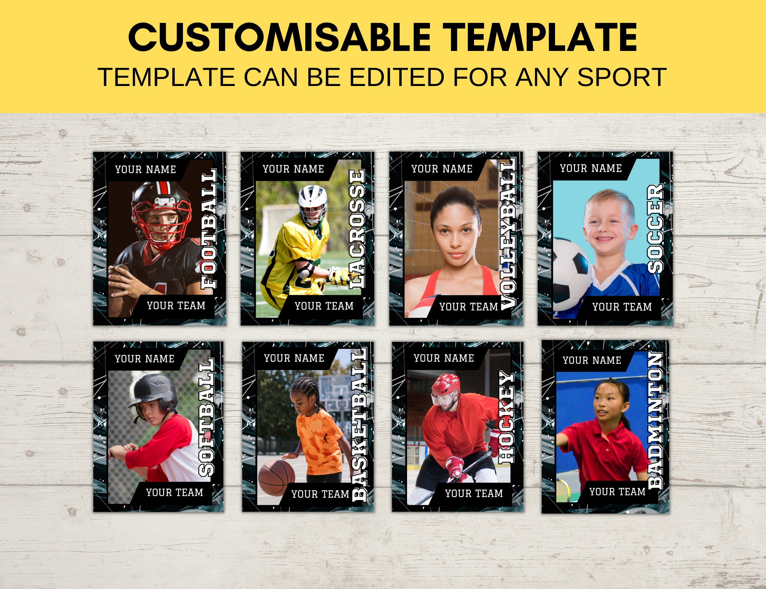 Editable Sports Card Template Custom Baseball Trading Card Printable ...