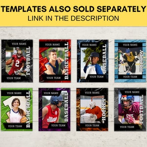 Set of 3 Sport Card Templates | Custom Trading Card Printable | Create ...