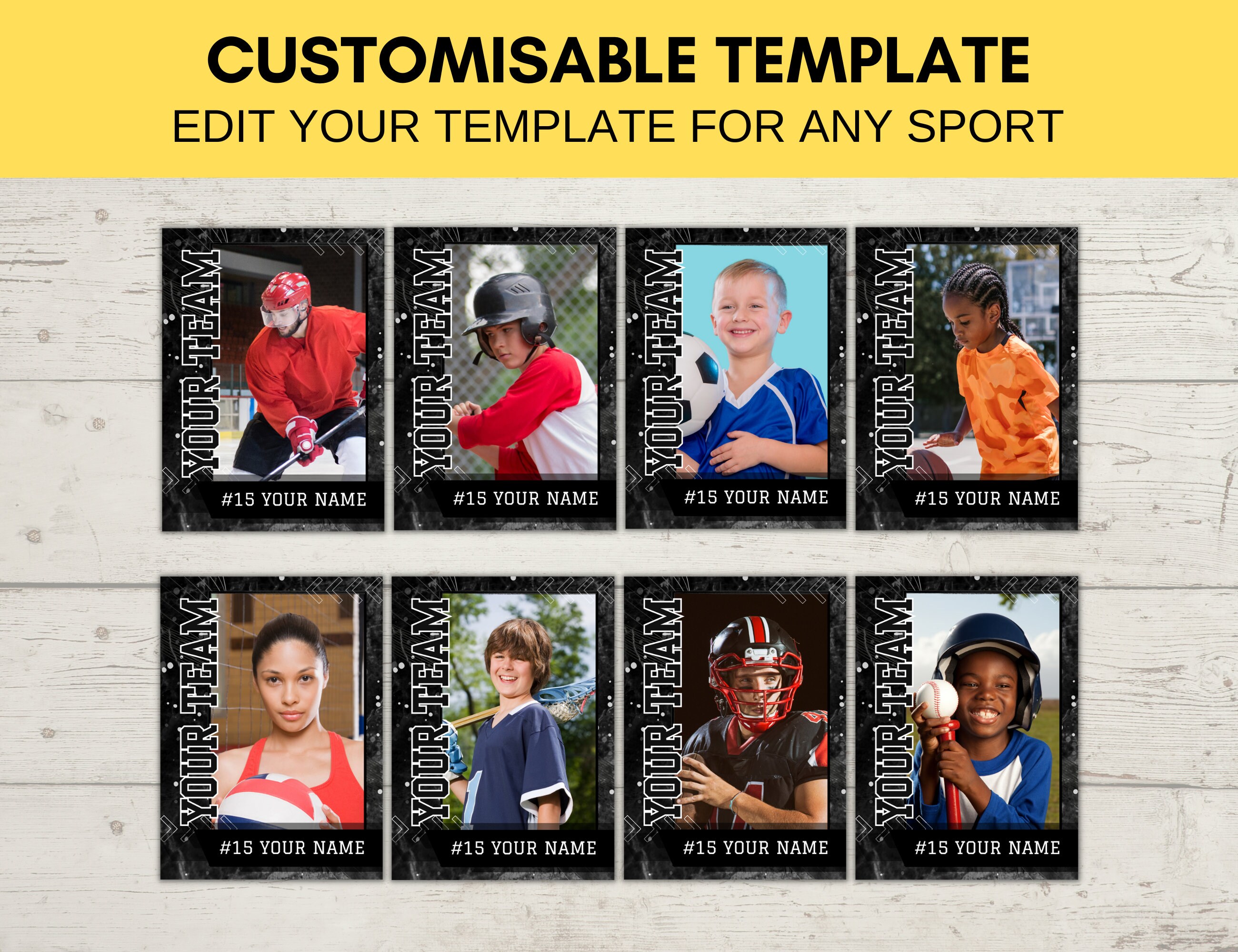 Editable Sports Card Template | Custom Football Trading Card Printable ...