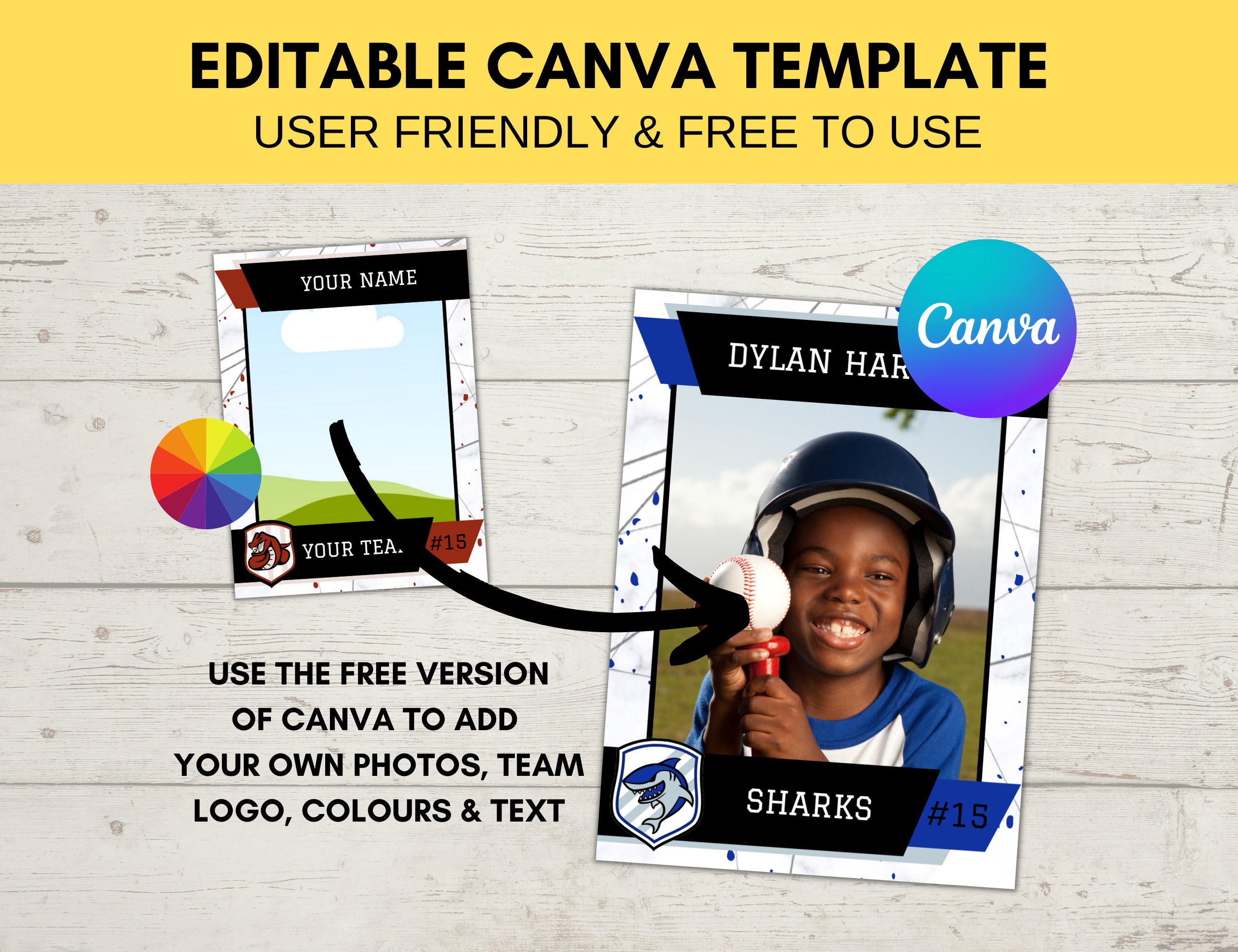 Editable Sports Card Template | Custom Baseball Trading Card Printable ...