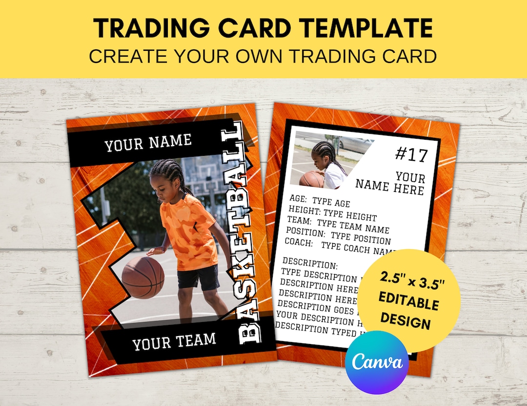 Editable Sport Card Template | Custom Basketball Trading Card Printable ...