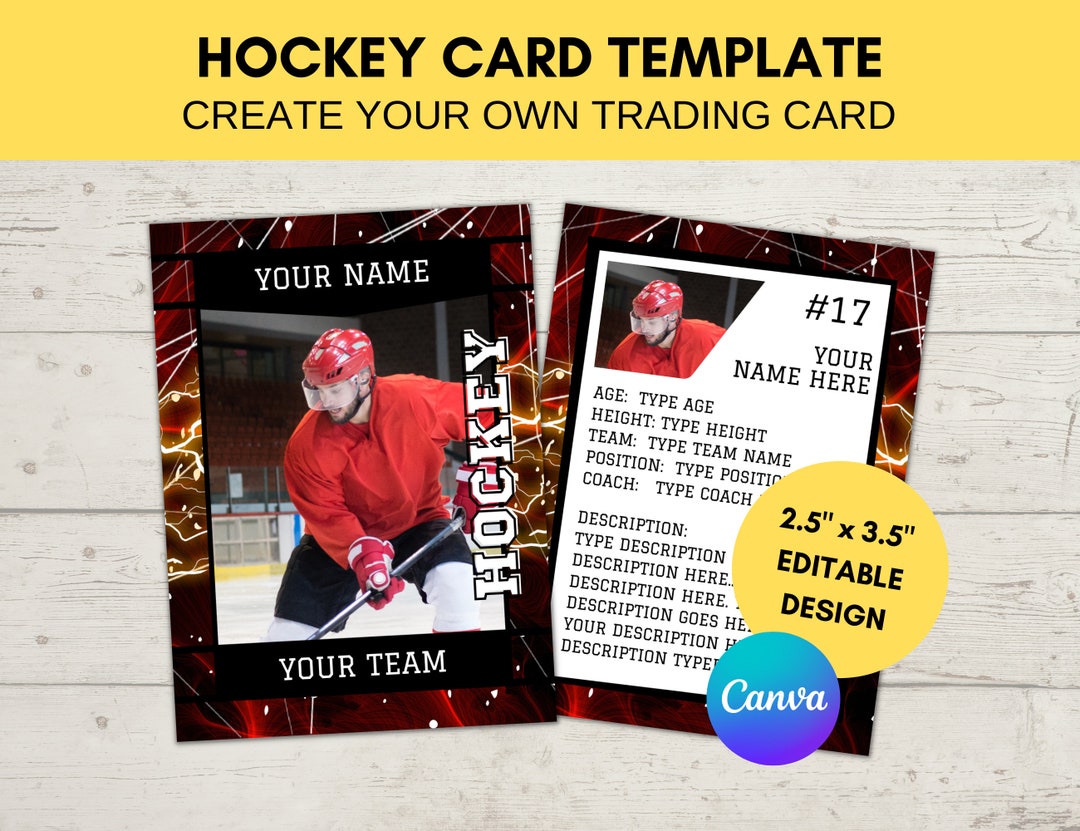 Editable Sports Card Template | Custom Hockey Trading Card Printable ...