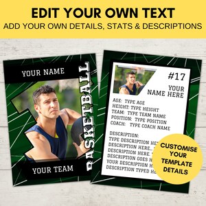 Editable Sport Card Template | Custom Basketball Trading Card Printable ...