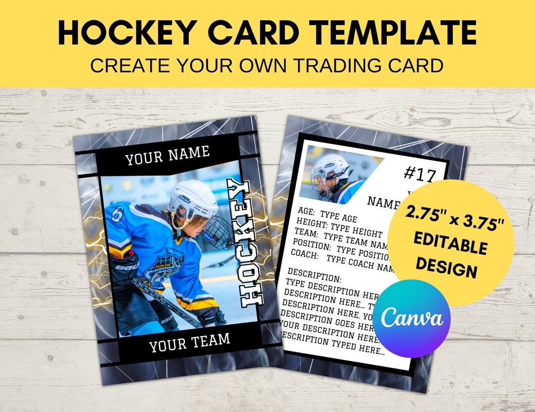 Editable Sports Card Template Custom Hockey Trading Card - Etsy
