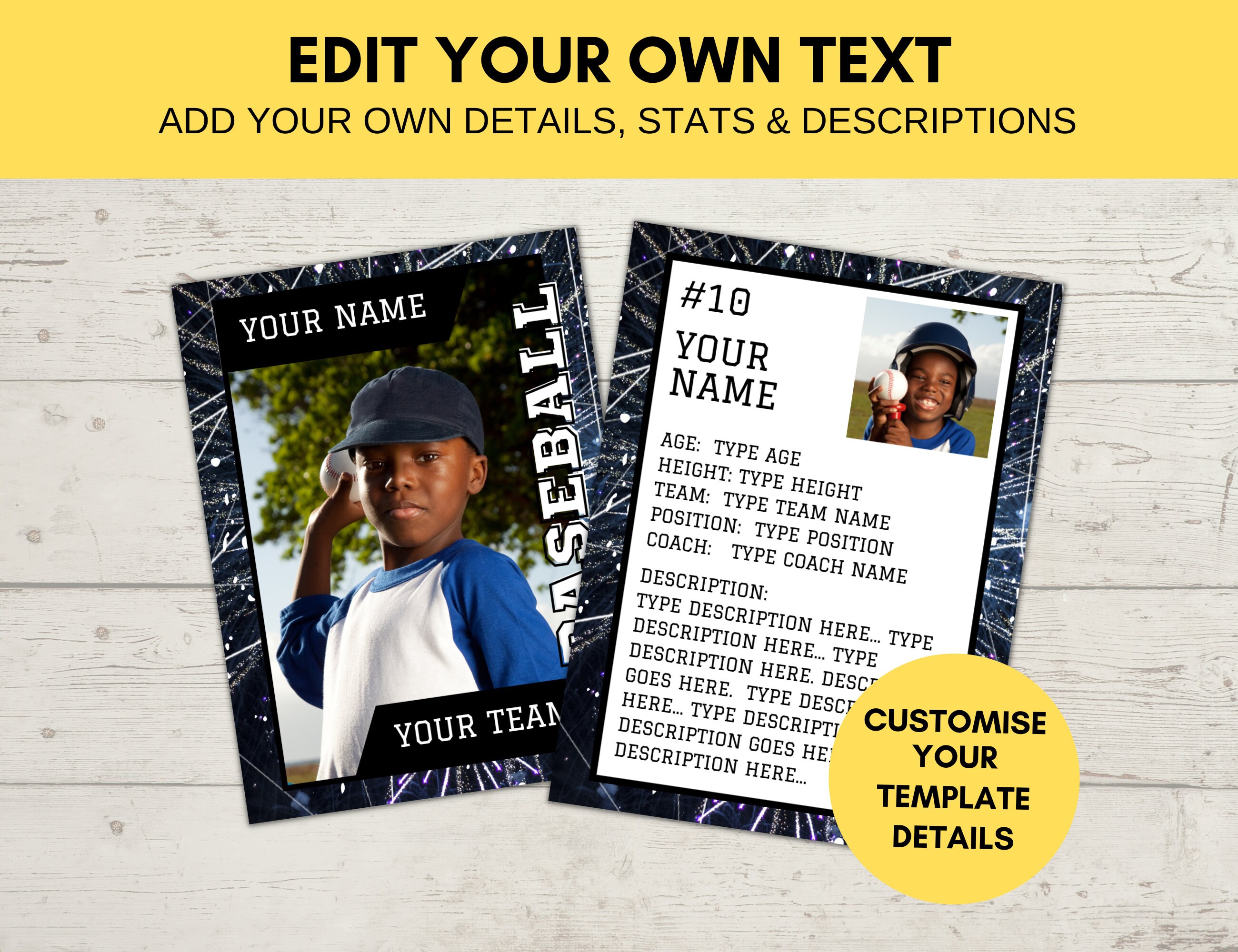 Editable Sports Card Template Custom Baseball Trading Card Printable ...