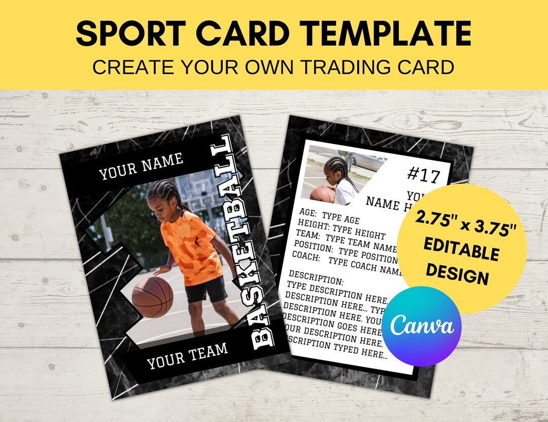 Editable Sport Card Template Custom Basketball Trading Card - Etsy