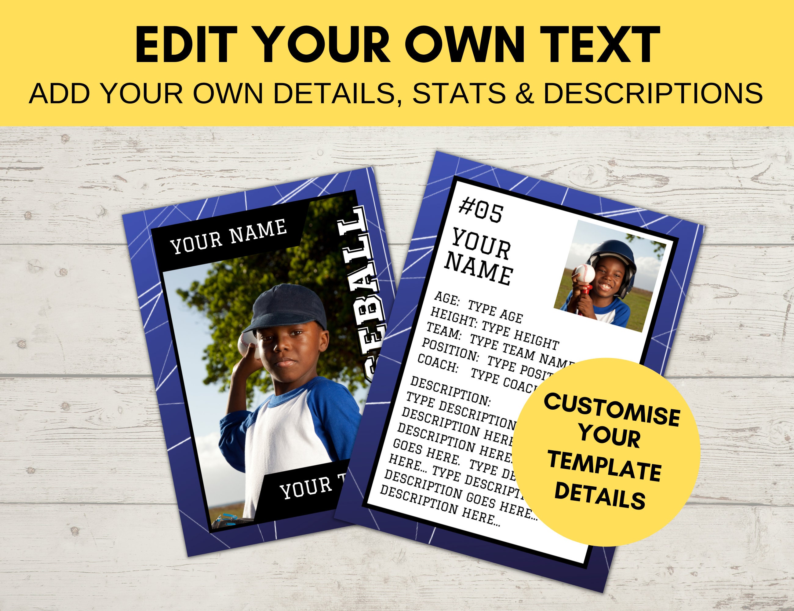 Editable Sports Card Template Custom Baseball Trading Card - Etsy
