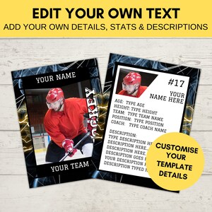 Editable Sports Card Template | Custom Hockey Trading Card Printable ...