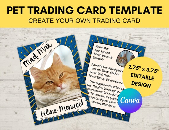 Editable Pet Trading Card Template Custom Trading Card - Etsy