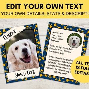 Editable Pet Trading Card Template Custom Trading Card - Etsy