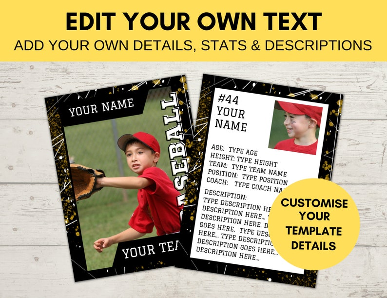 Editable Sports Card Template Custom Baseball Trading Card - Etsy