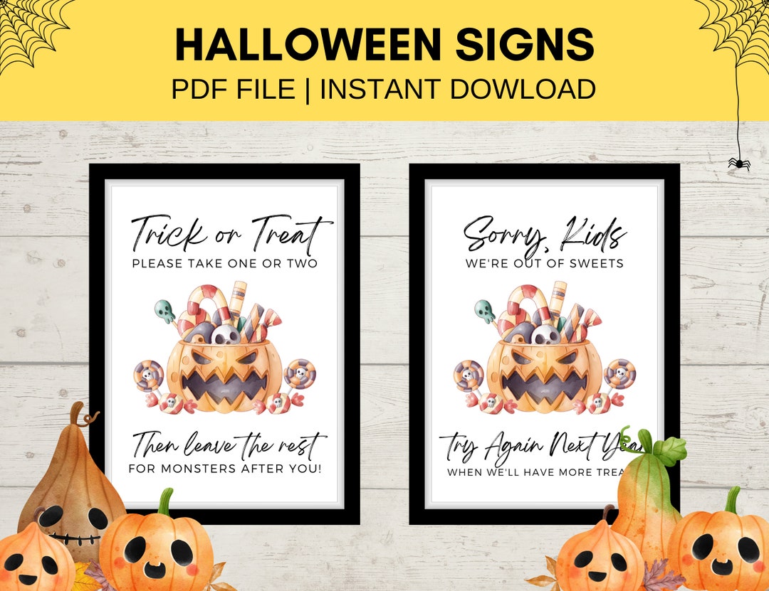 Halloween Trick or Treat Candy Bowl Printable | Halloween Porch Sign ...