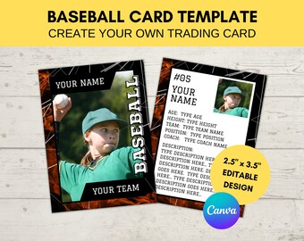 Editable Sports Card Template Custom Baseball Trading Card Printable ...