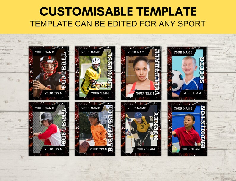 Editable Sports Card Template Custom Baseball Trading Card Printable ...