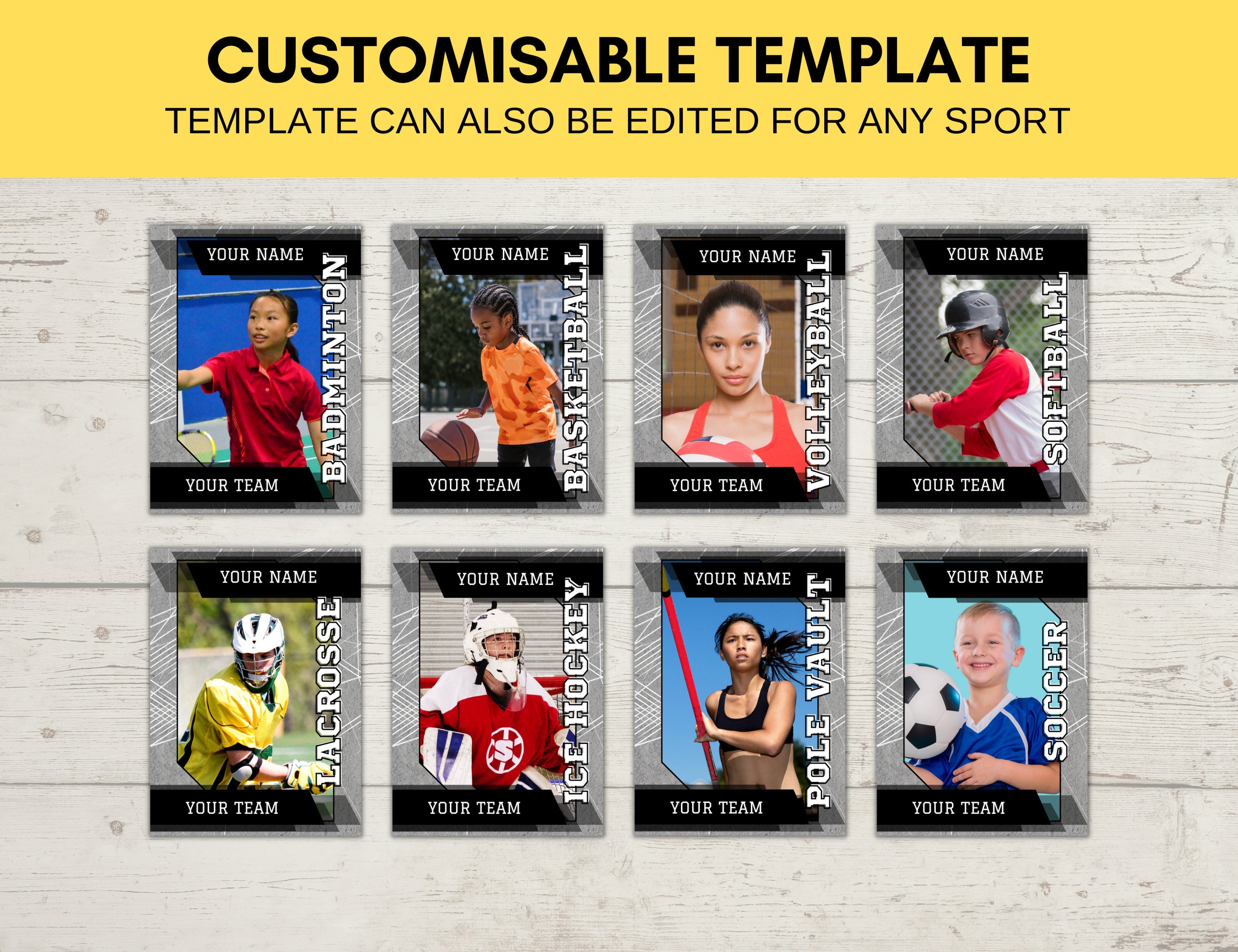 Editable Sports Card Template Custom Football Trading Card Printable ...