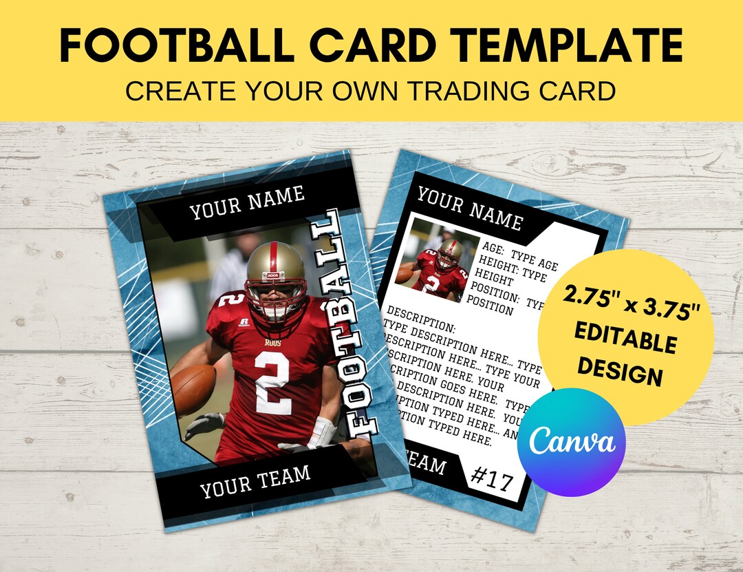 Editable Sports Card Template Custom Football Trading Card - Etsy