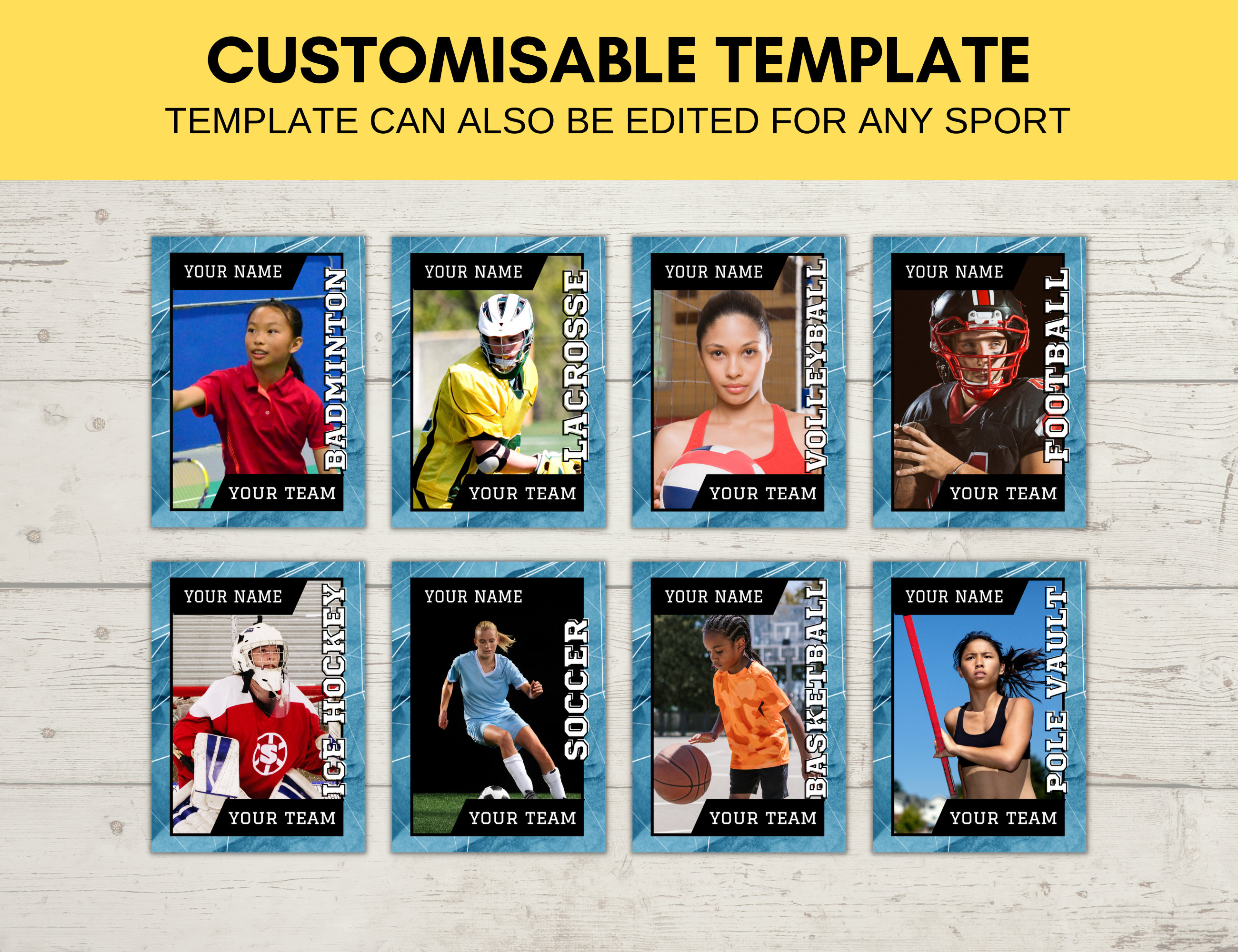 Editable Sports Card Template | Custom Baseball Trading Card Printable ...