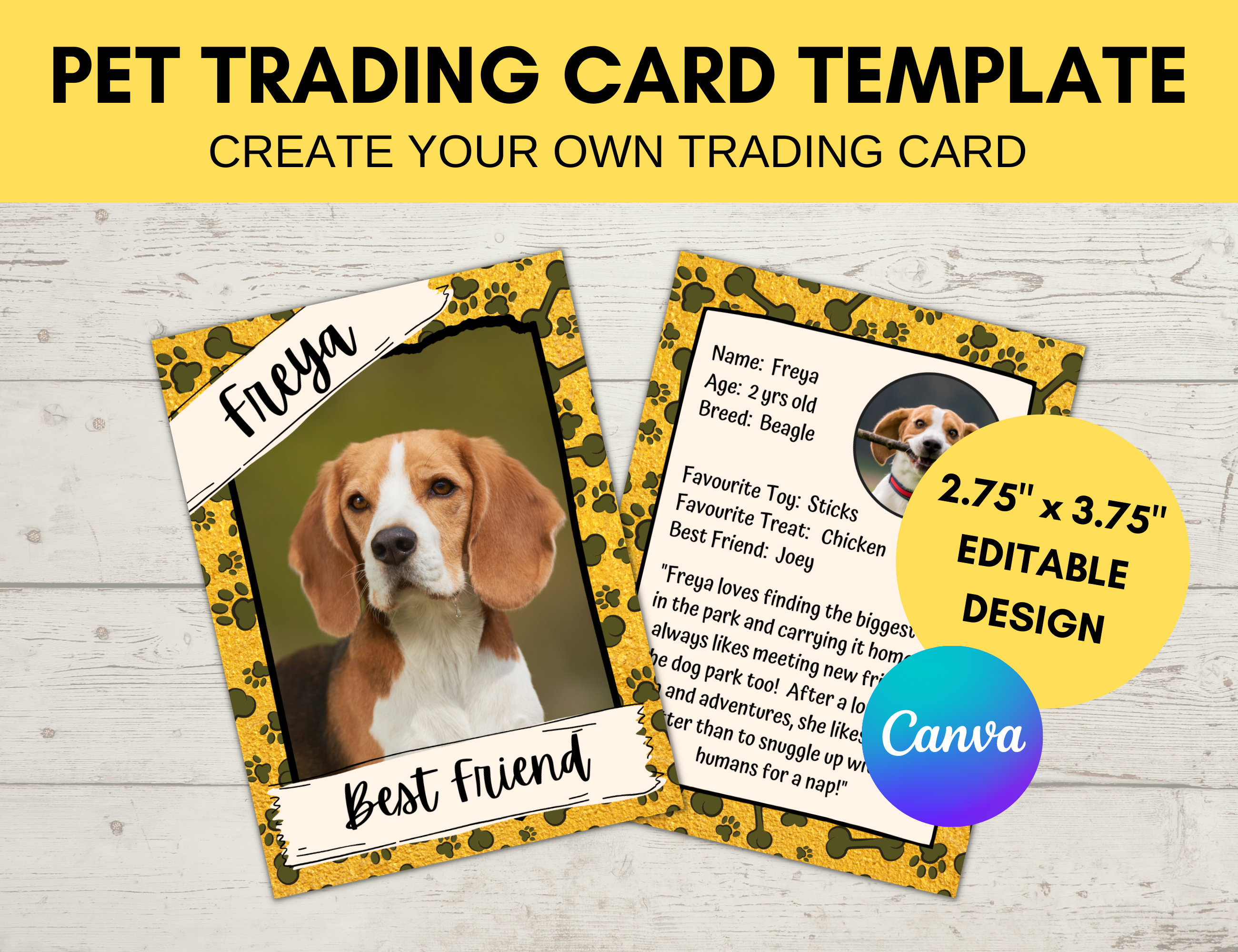 Editable Pet Trading Card Template Custom Trading Card - Etsy