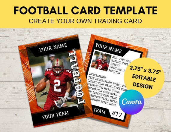 Editable Sports Card Template Custom Football Trading Card | Etsy
