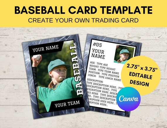Editable Sports Card Template Custom Baseball Trading Card - Etsy