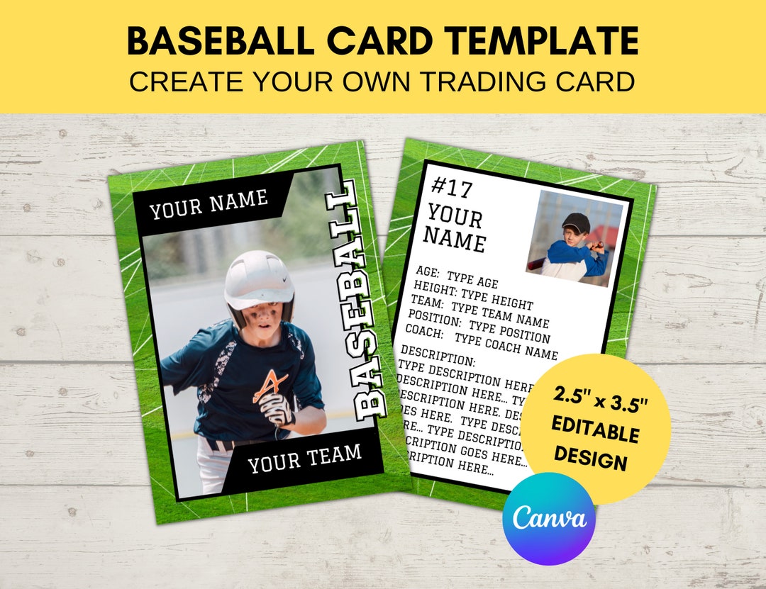 Editable Sports Card Template | Custom Baseball Trading Card Printable ...