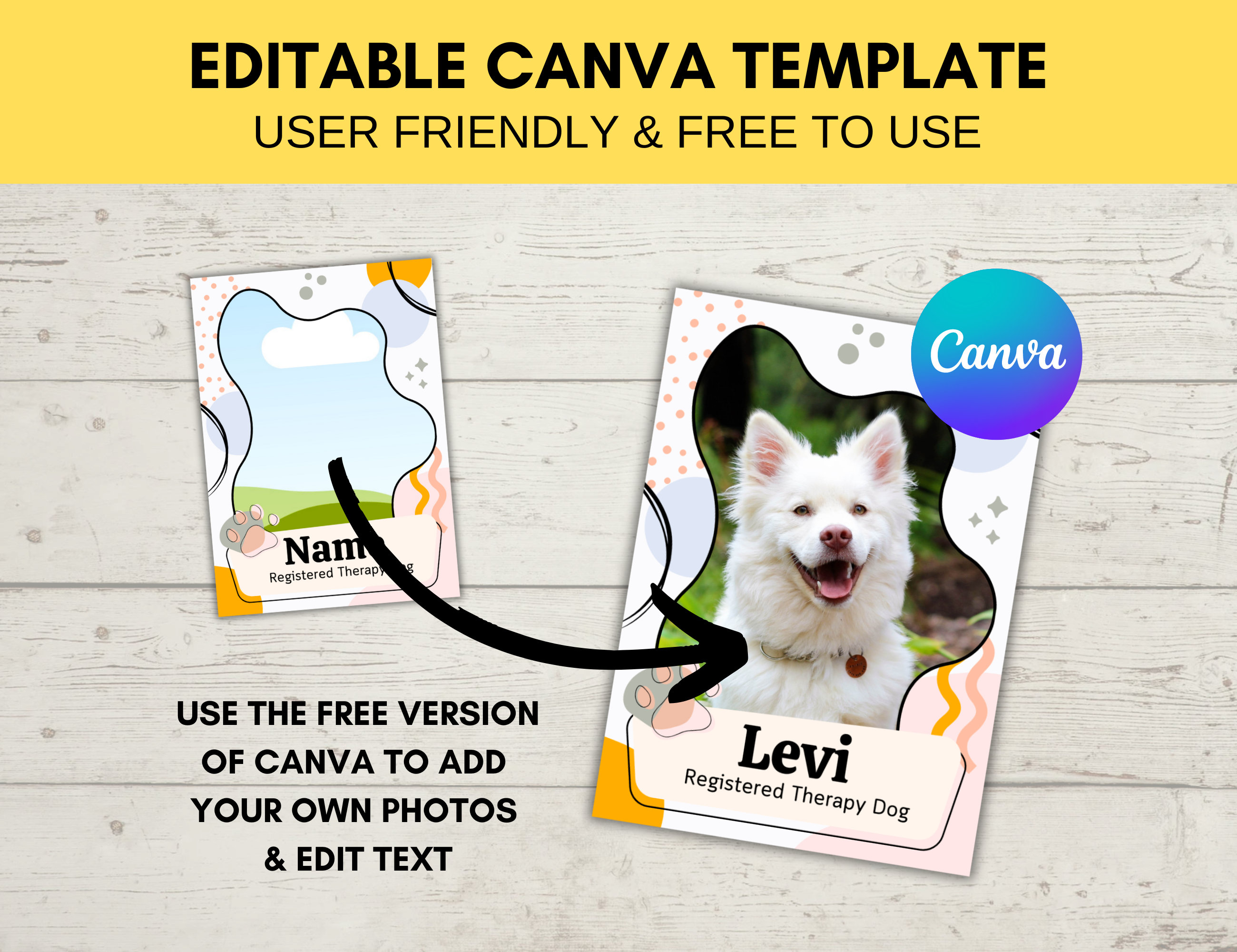 Editable Therapy Pet Trading Card Template | Custom Trading Card ...