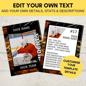 Editable Sports Card Template | Custom Hockey Trading Card Printable ...