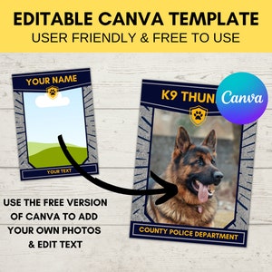 Editable K9 Pet Trading Card Template | Custom Trading Card Printable ...