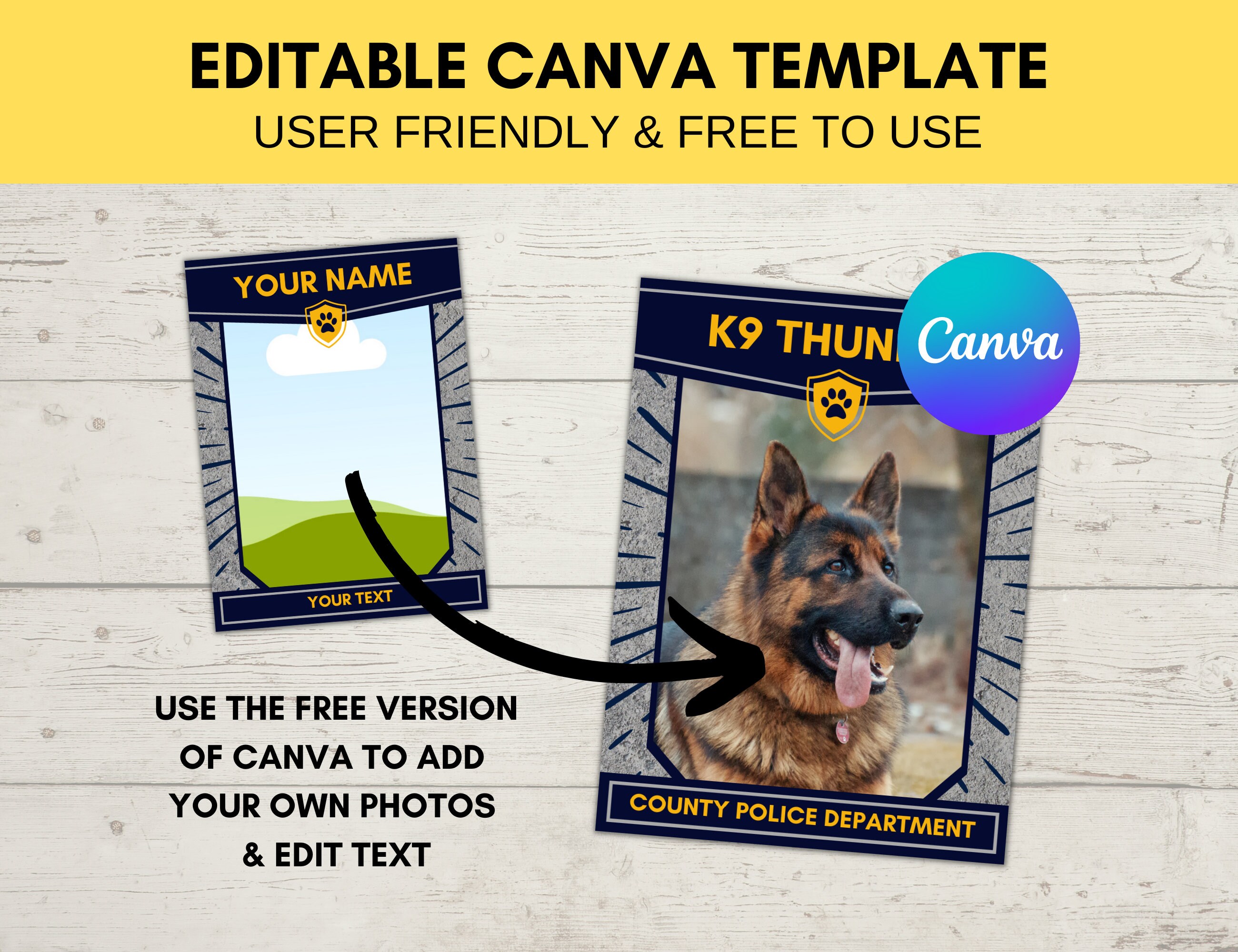 Editable K9 Pet Trading Card Template | Custom Trading Card Printable ...