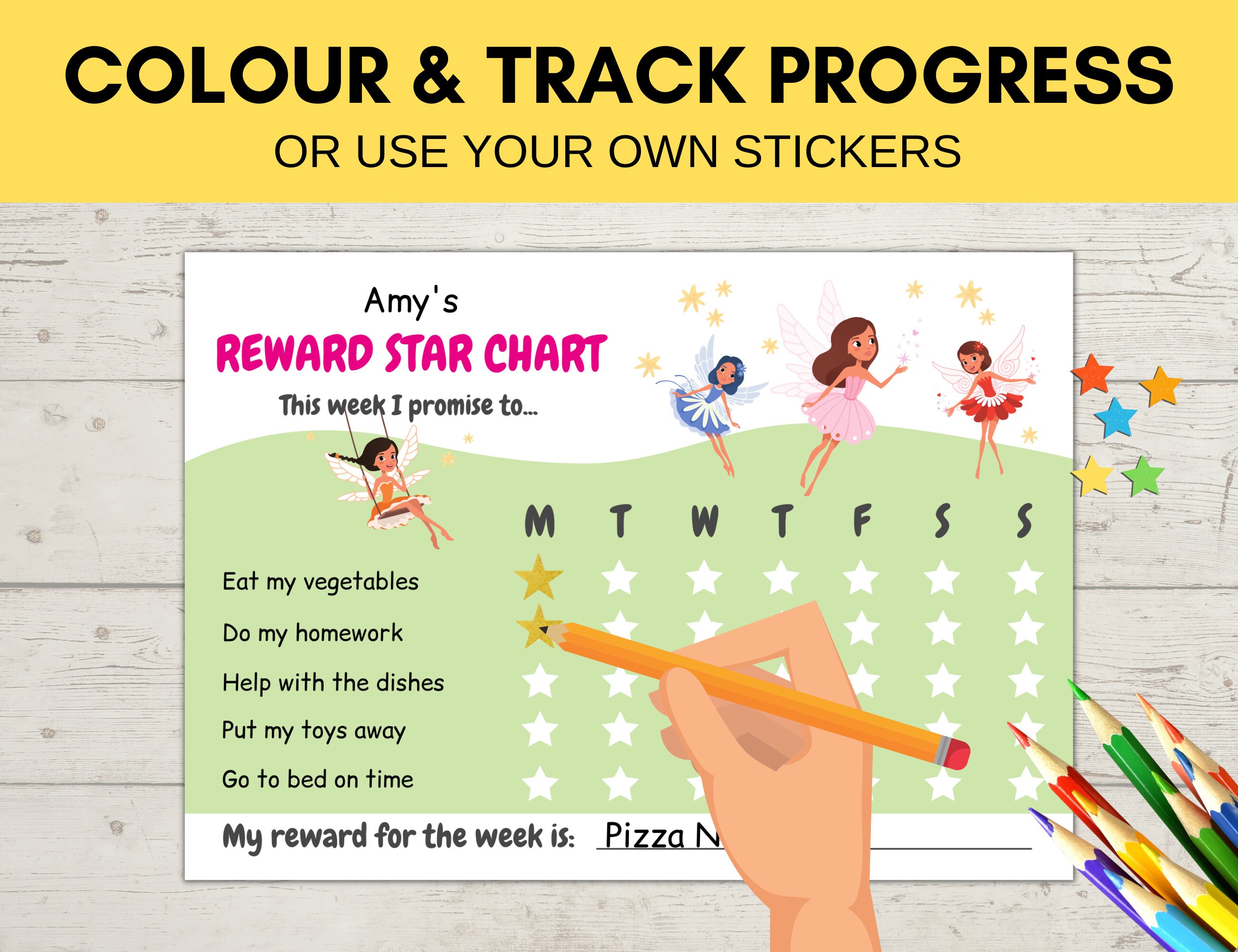 Editable Reward Chart Kid's Chore Chart Motivation - Etsy Singapore
