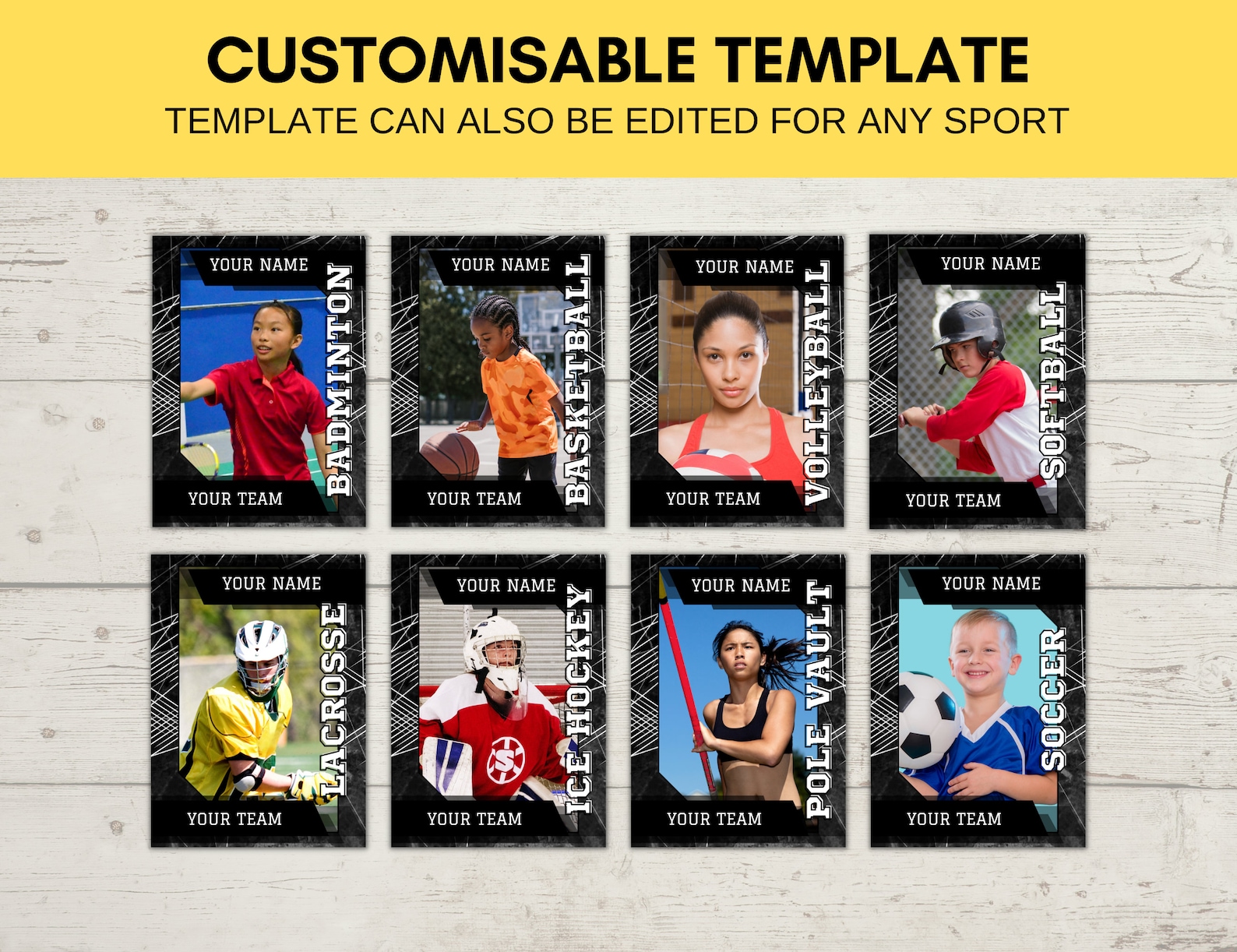 Editable Sports Card Template | Custom Football Trading Card Printable ...