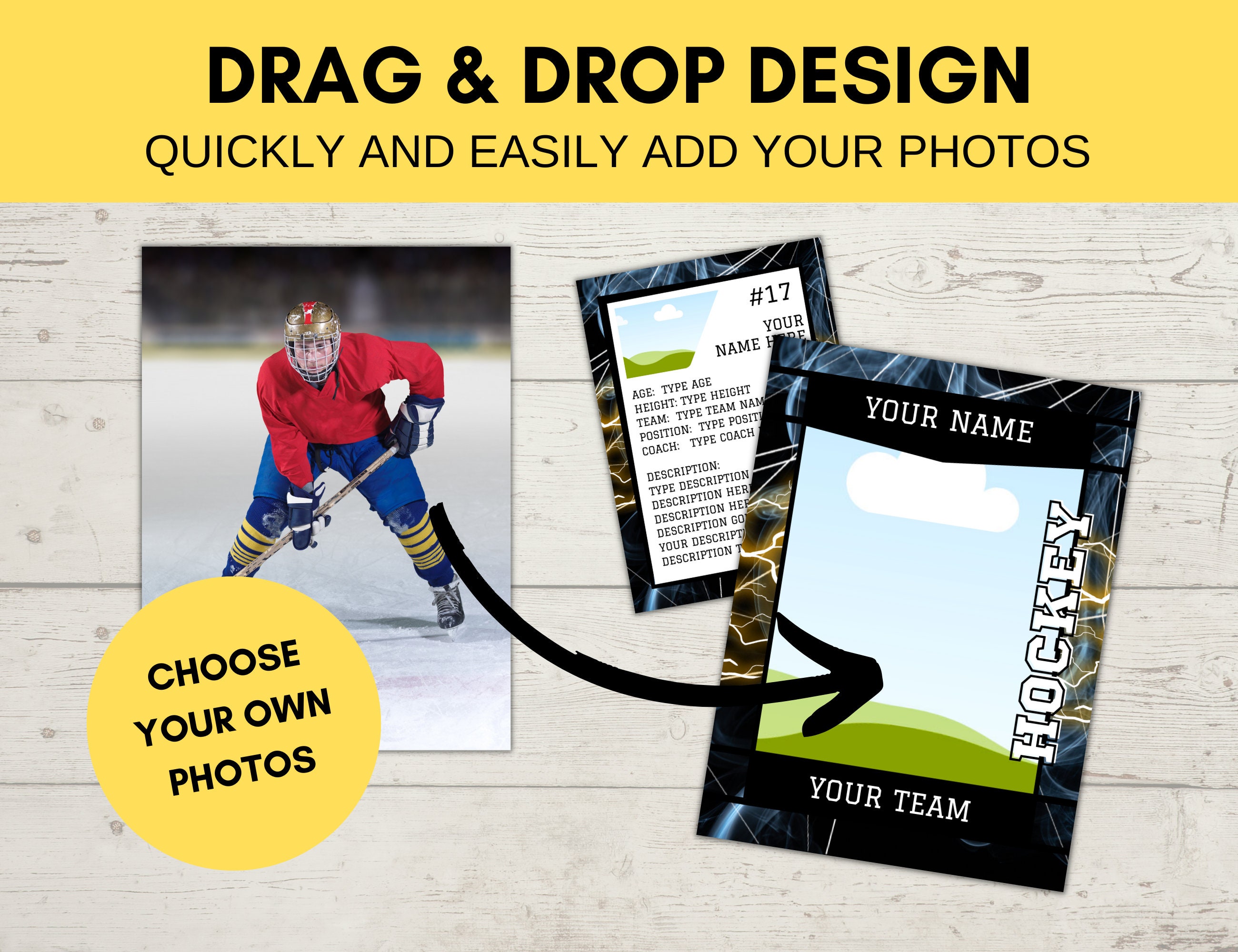 Editable Sports Card Template Custom Hockey Trading Card - Etsy