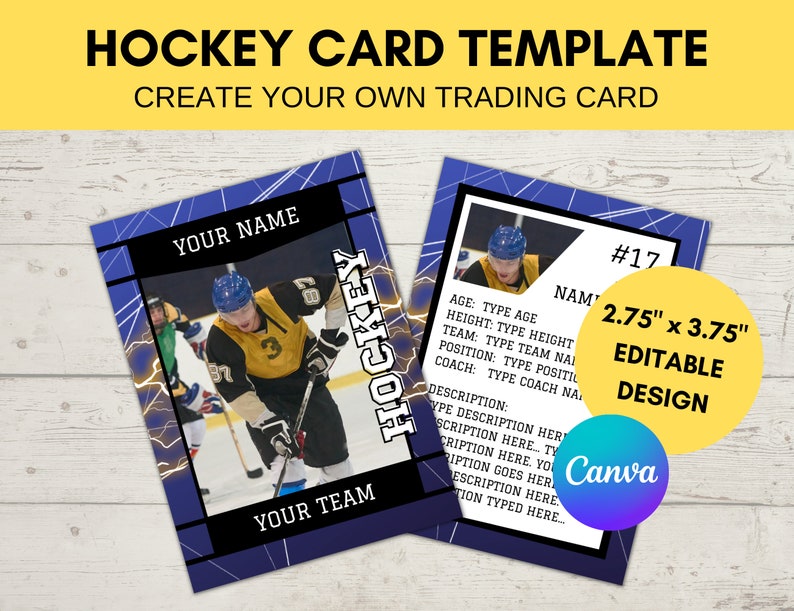 Editable Sports Card Template Custom Hockey Trading Card - Etsy