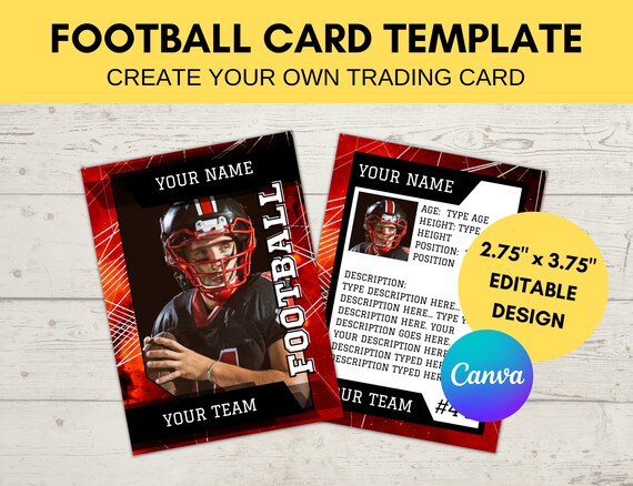 Editable Sports Card Template Custom Football Trading Card - Etsy