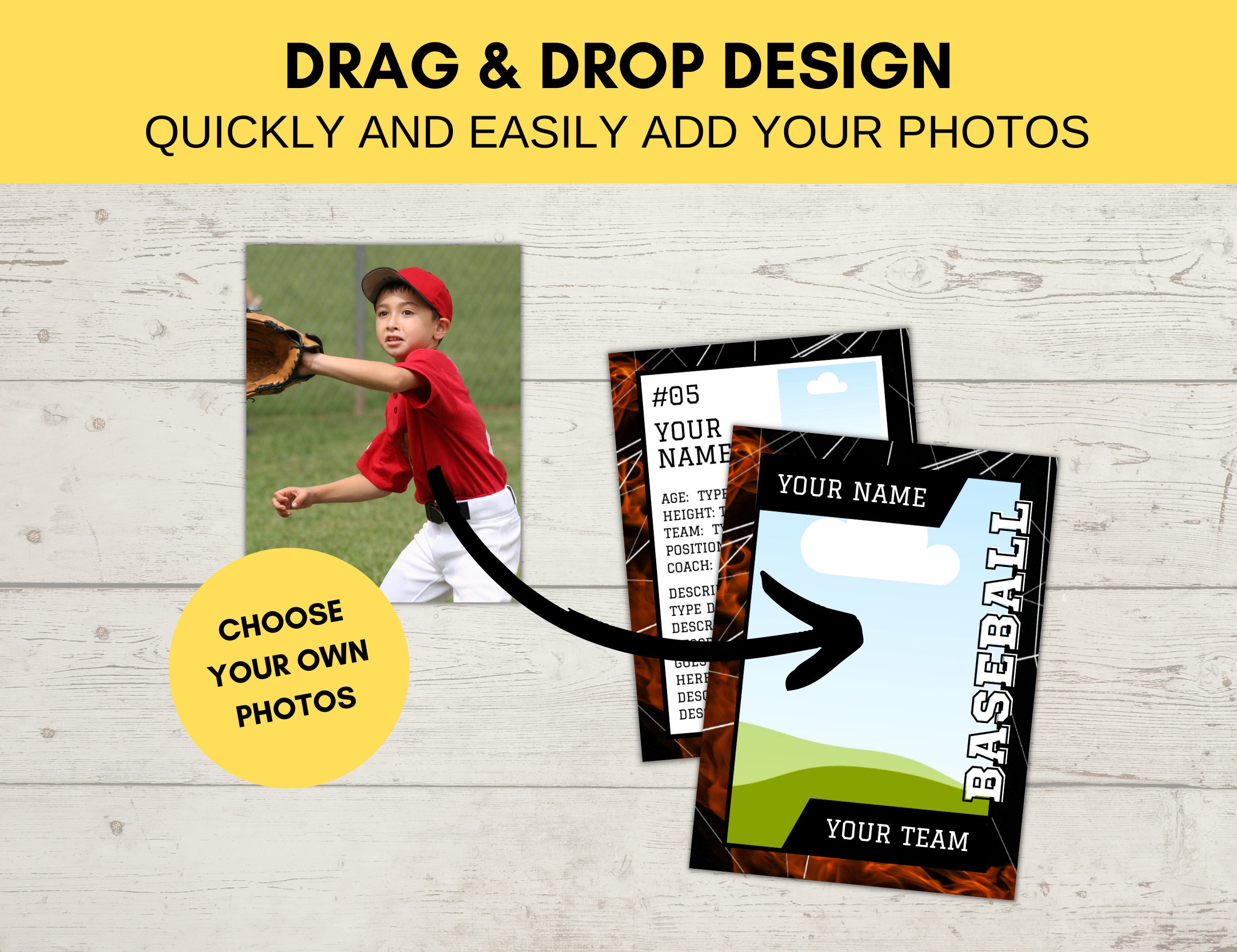 Editable Sports Card Template | Custom Baseball Trading Card Printable ...