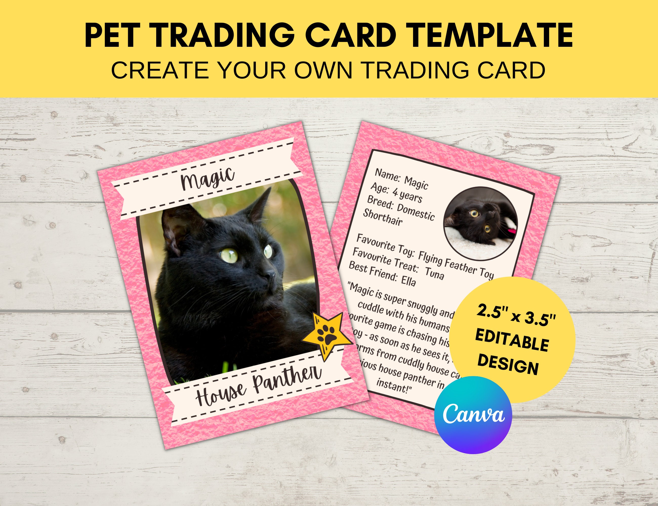Editable Pet Trading Card Template | Custom Trading Card Printable ...