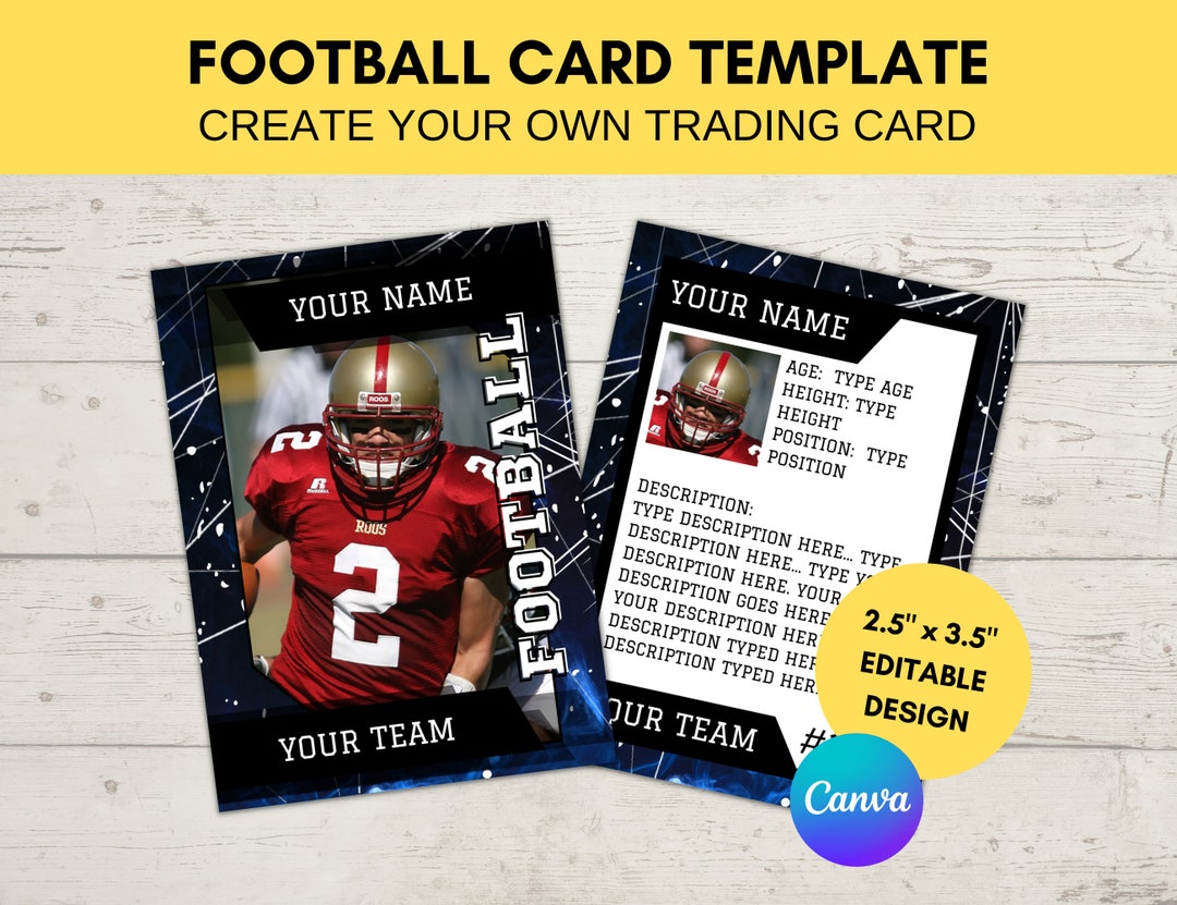 Editable Sports Card Template | Custom Football Trading Card Printable ...
