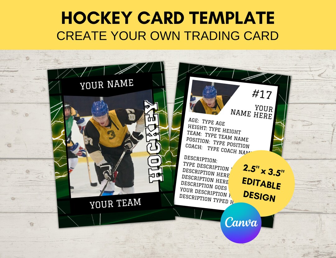 Editable Sports Card Template | Custom Hockey Trading Card Printable ...