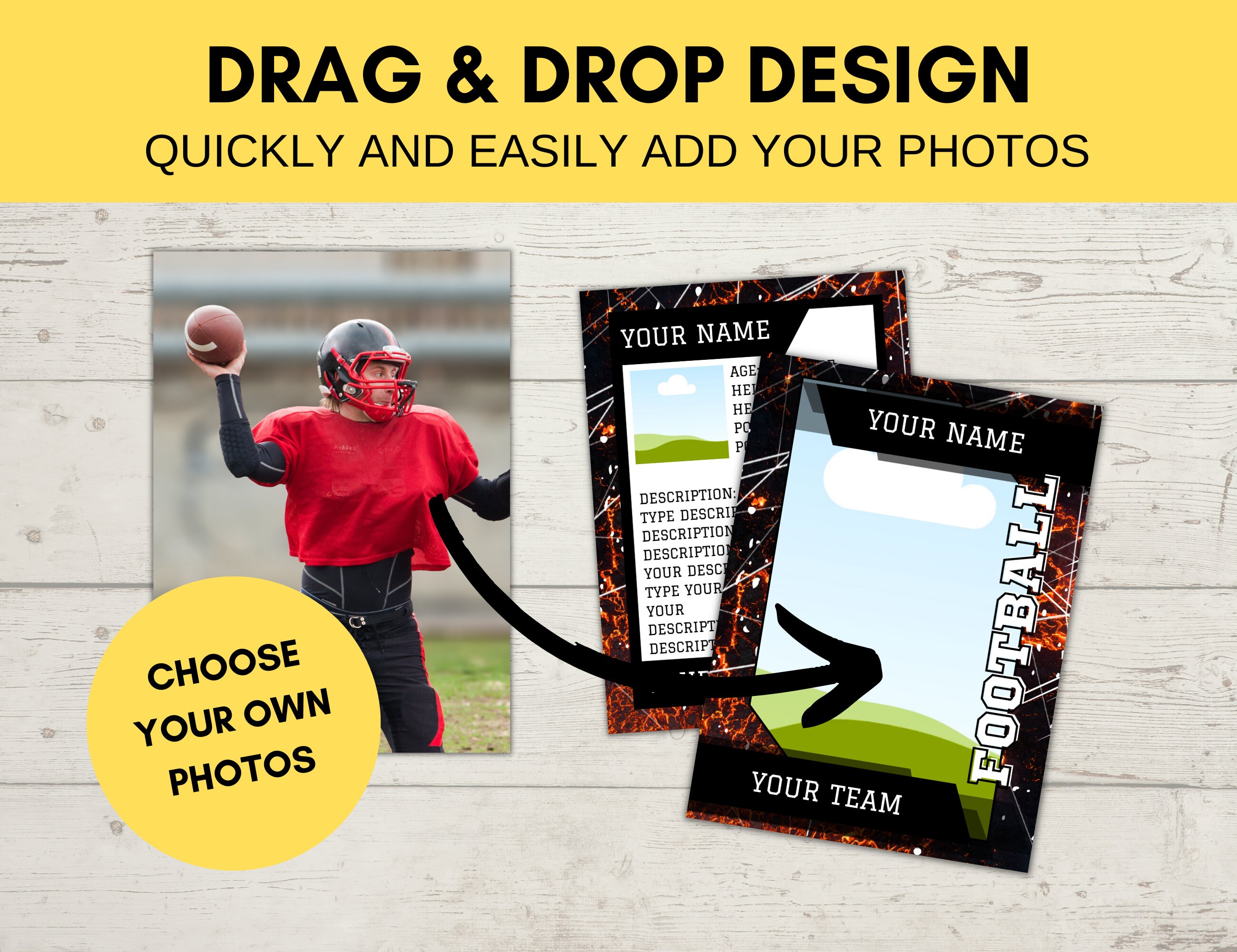 Editable Sports Card Template Custom Football Trading Card - Etsy