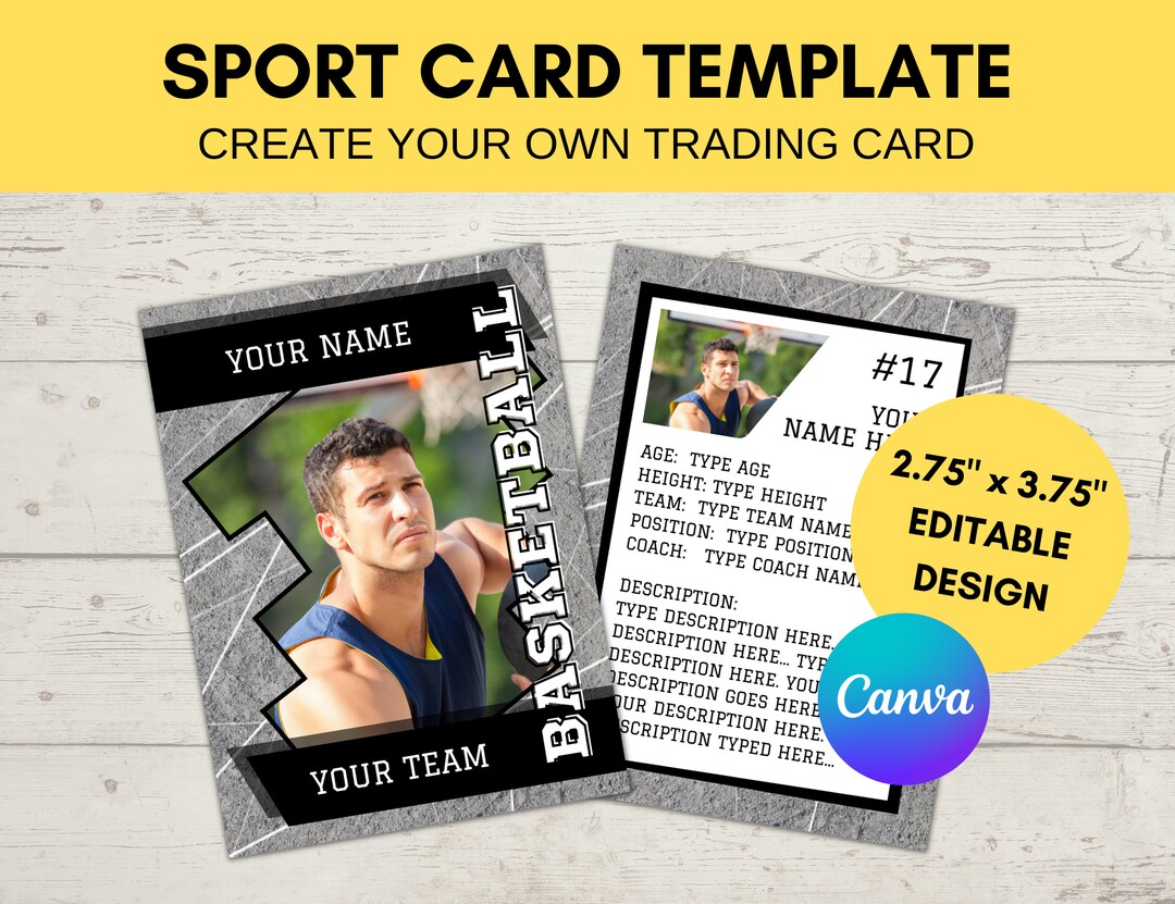 Editable Sport Card Template Custom Basketball Trading Card - Etsy
