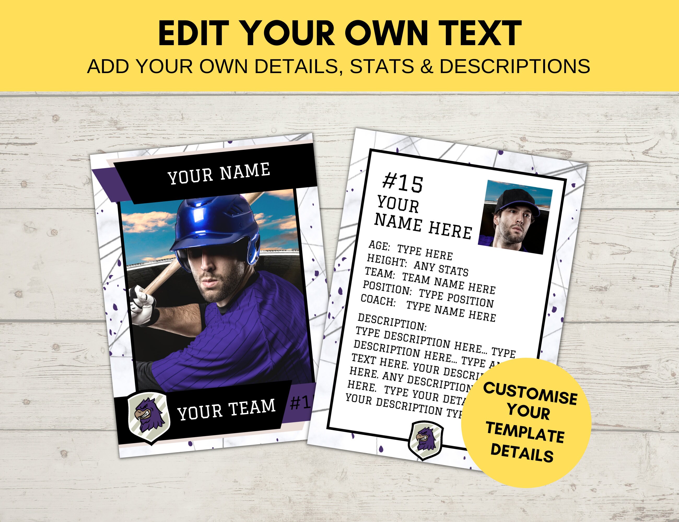 Editable Sports Card Template Custom Baseball Trading Card Printable ...