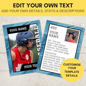 Editable Sports Card Template | Custom Baseball Trading Card Printable ...